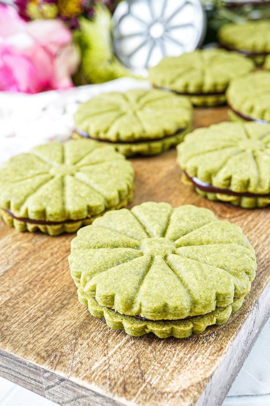 Matcha Shortbread with Chocolate Ganache - Tara's Multicultural Table