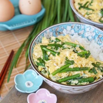 Niratama Donburi (Japanese Eggs with Garlic Chives over Rice) - Tara's ...